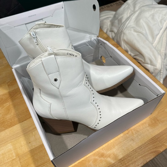 centro point | Shoes | White Cowboy Ankle Boots | Poshmark